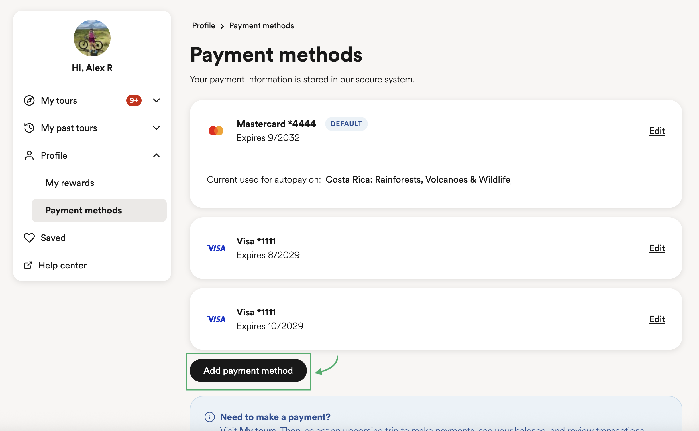 Manage your payment methods – Help center